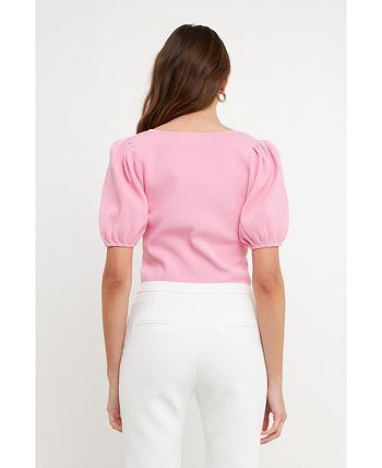 endless rose Women's Knit Square Neck Puff Top - Macy's