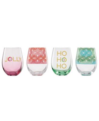 Cambridge Jolly Ombre Stemless Wine Glasses, Set of 4 - Macy's