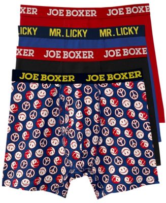 Joe Boxer Men's Zen Lickies Cotton Stretch Boxer Briefs, Pack of 4 - Macy's