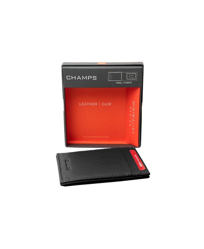 CHAMPS Men's Mag Hybrid Leather RFID Card Holder in Gift Box - Macy's