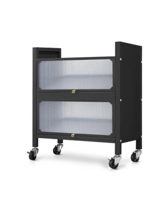 Mega Casa 2 Door Accent Cabinet, 3 Tier Kitchen Organizer Shelf, Black ...