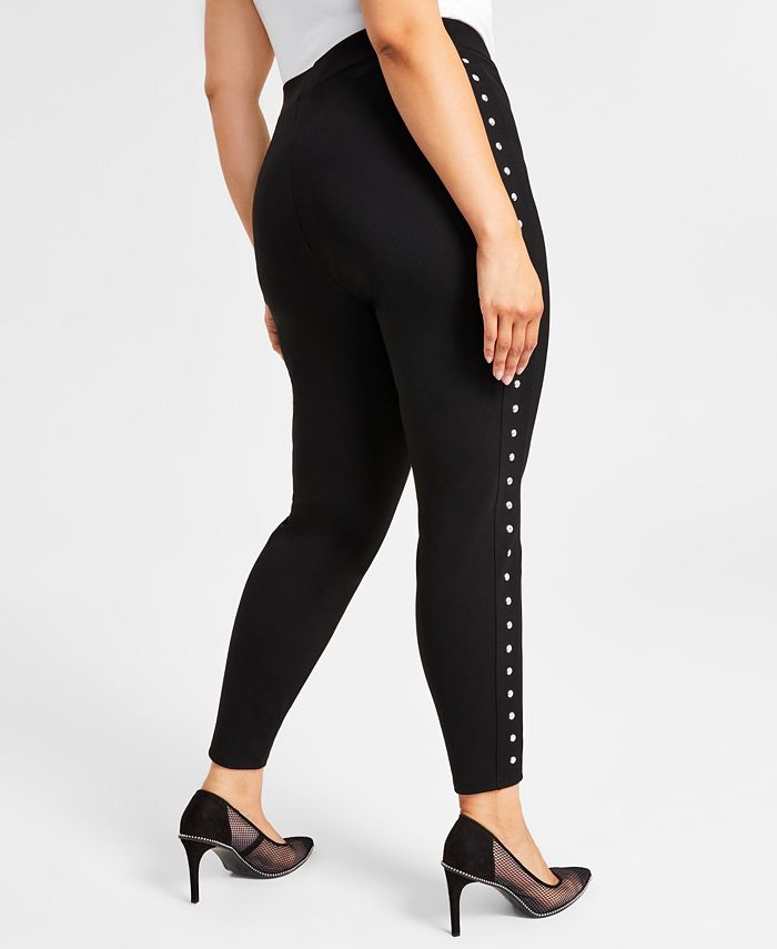 Bar III Plus Size Side-Studded Leggings, Created for Macy's - Macy's