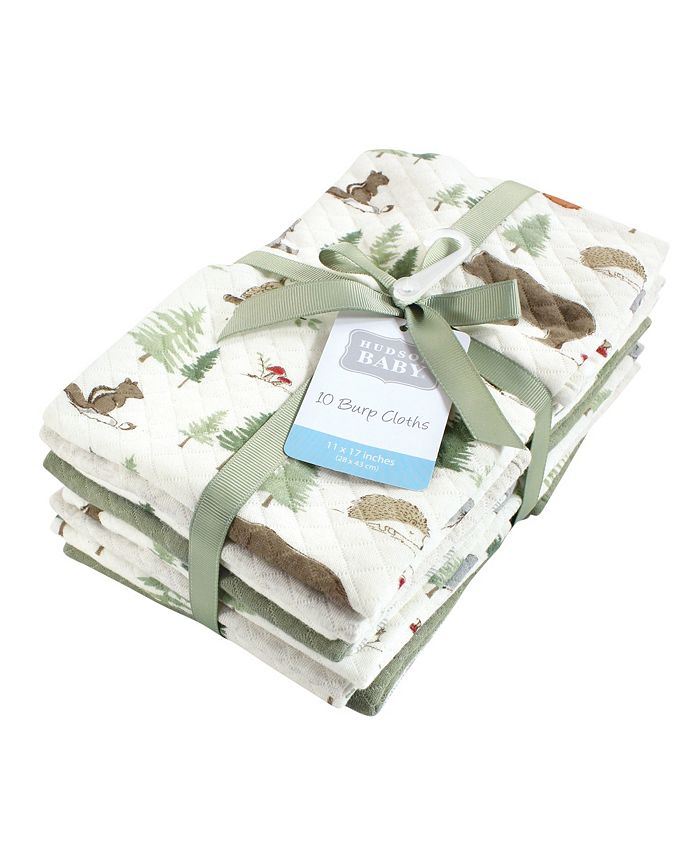 Hudson Baby Unisex Baby Quilted Burp Cloths, Forest Animals, One Size ...