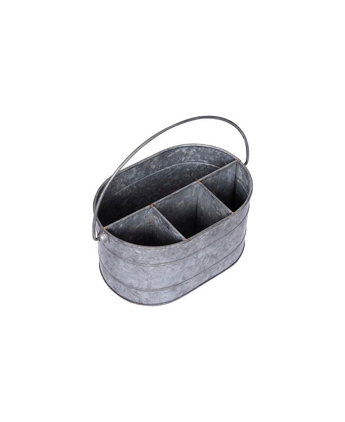 Storied Home Galvanized Metal Storage Caddy with 4 Compartments and ...