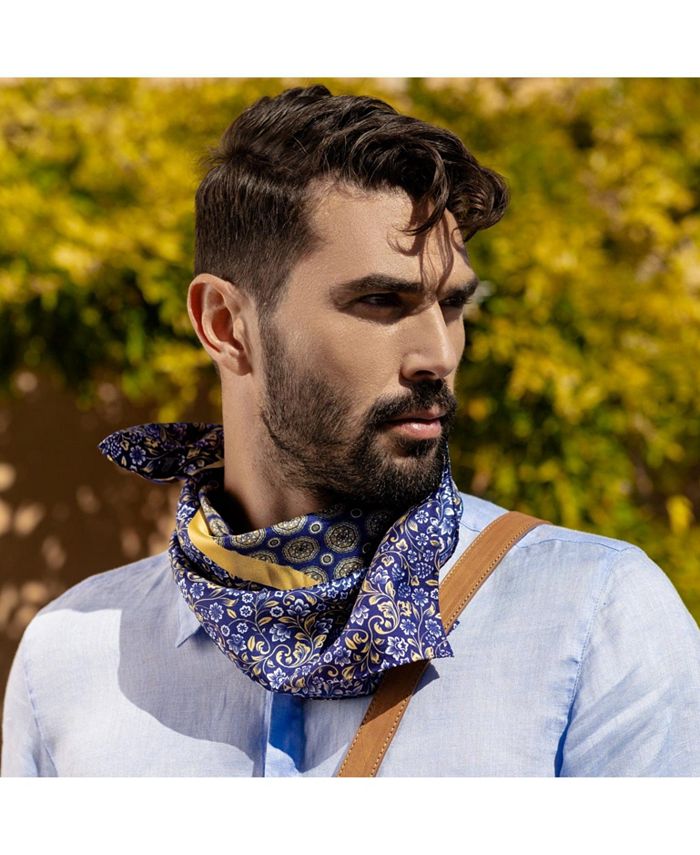 Elizabetta Caserta - Silk Neckerchief for Men - Blue & Yellow - Macy's