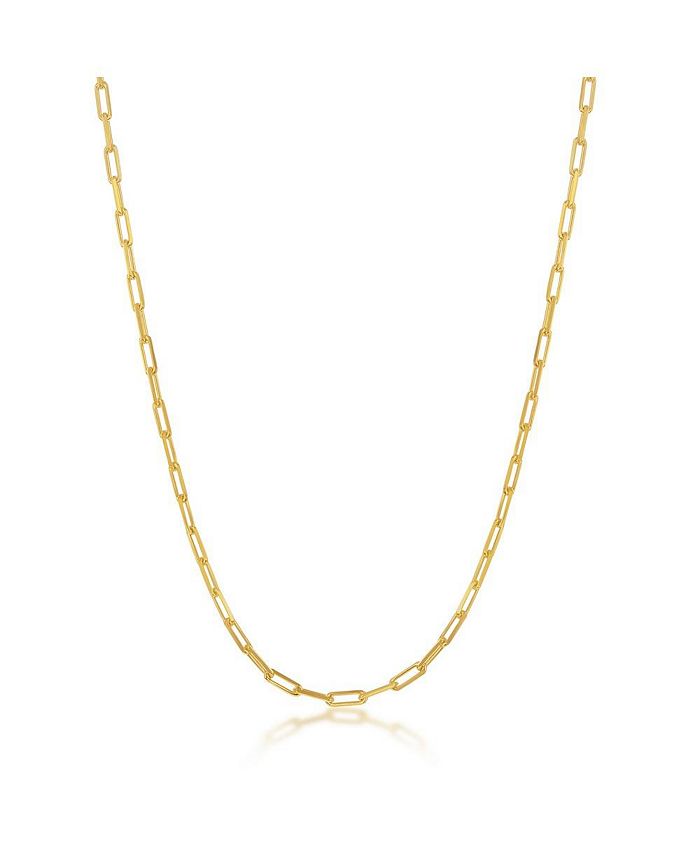 Simona Sterling Silver 1.8mm Long Link Paper Clip Chain - Gold Plated - Macy's