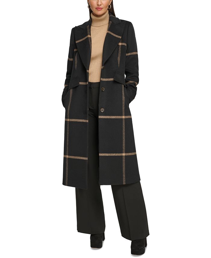DKNY Women's Petite Single-Breasted Reefer Coat - Macy's