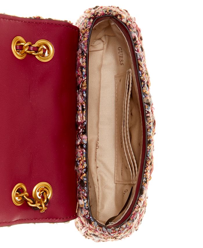 GUESS Giully Mini Purple Tweed Convertible Crossbody - Macy's