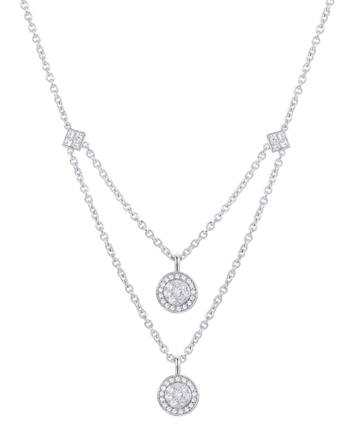 Click here for Diamond Halo Cluster Layered Pendant Necklace (1/4... prices