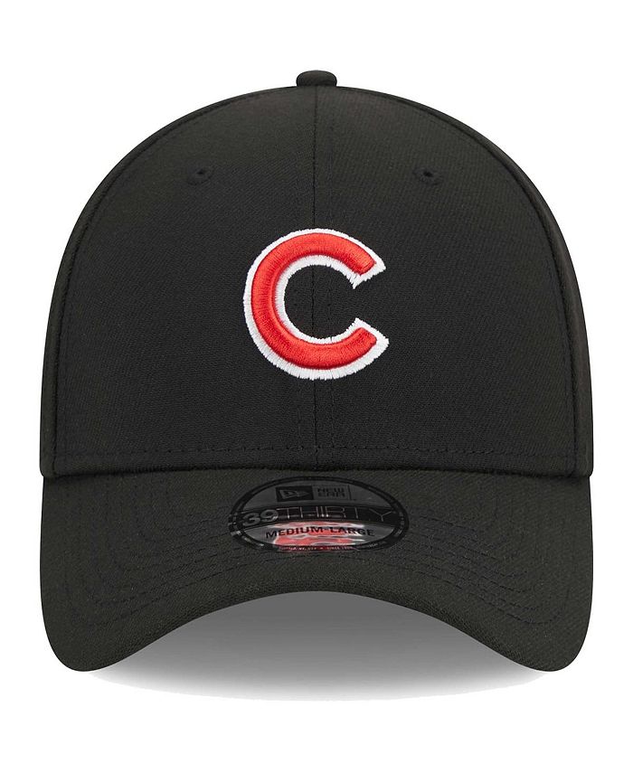 New Era Men's Black Chicago Cubs Logo 39THIRTY Flex Hat - Macy's