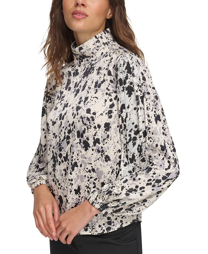 Donna Karan New York Donna Karan Women's Printed Mock-Neck Top - Macy's