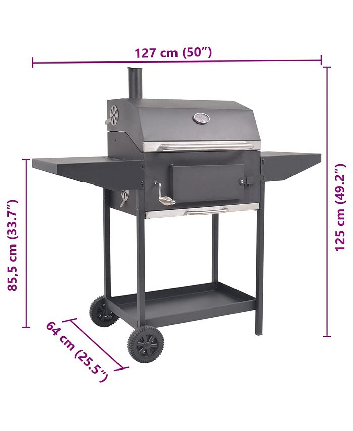 vidaXL BBQ Charcoal Smoker with Bottom Shelf Black - Macy's