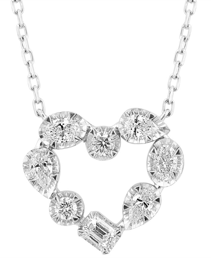 EFFY Collection EFFY® Diamond Multi-Cut Heart 18" Pendant Necklace (1/2 ...