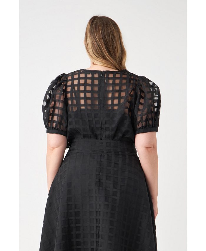 English Factory Plus Size Plaid See Through Top - Macy's