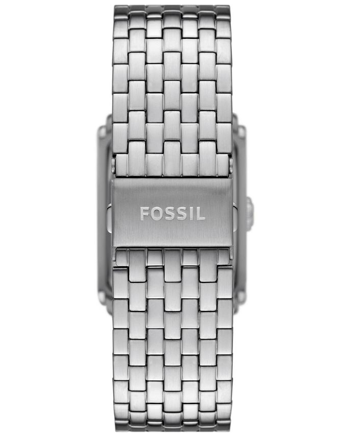 Fossil Men's Carraway Three-Hand Silver-Tone Stainless Steel Watch ...