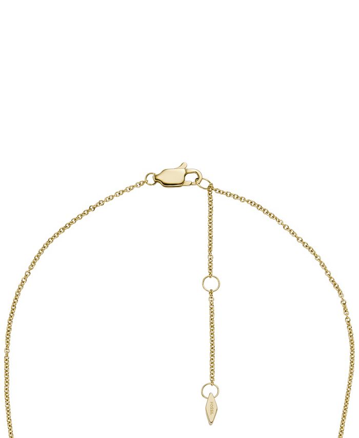 Fossil Harlow Linear Texture Gold-Tone Stainless Steel Chain Necklace ...