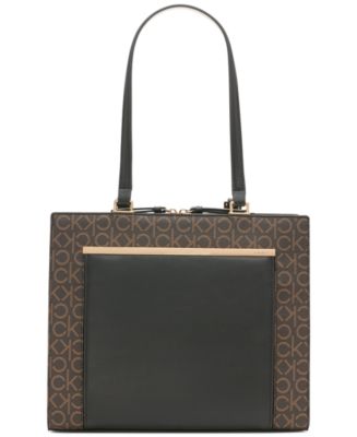 Calvin Klein Astrid Signature Colorblocked Triple Compartment Tote - Macy's