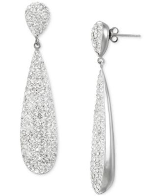 Macy's Crystal Pavé Elongated Drop Earrings - Macy's