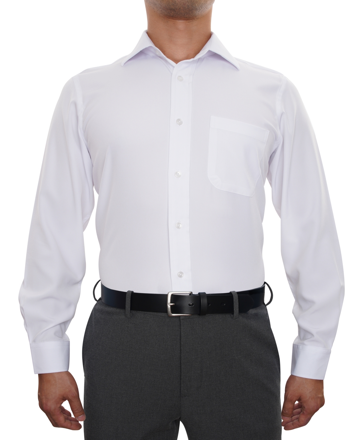 Click here for Men Classic-Fit Solid Color Dress Shirt - White prices