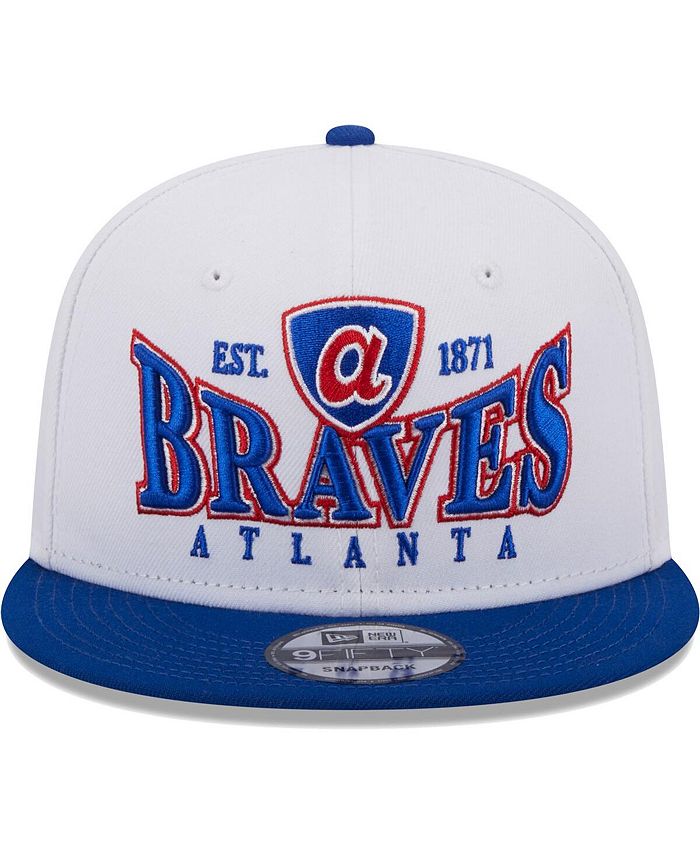 New Era Men's White, Royal Atlanta Braves Crest 9FIFTY Snapback Hat ...