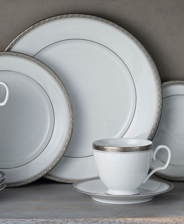 Noritake Charlotta Platinum 60 Piece Dinnerware Set, Service for 12 ...