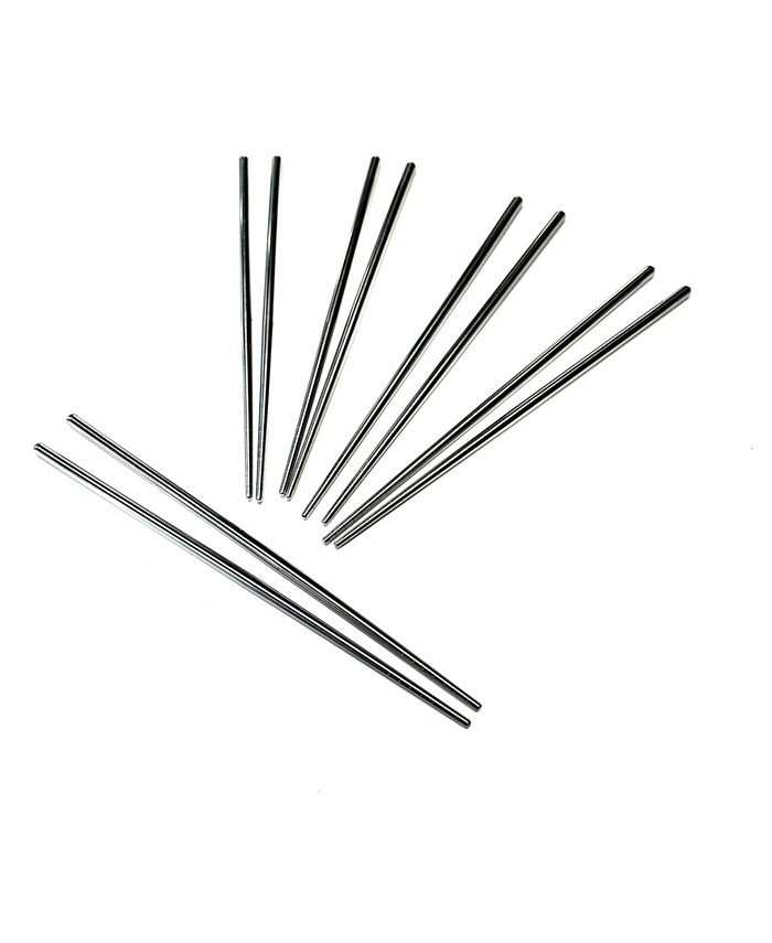 Joyce Chen 5 Pair Reusable Stainless Steel Metal Chopsticks Set - Macy's