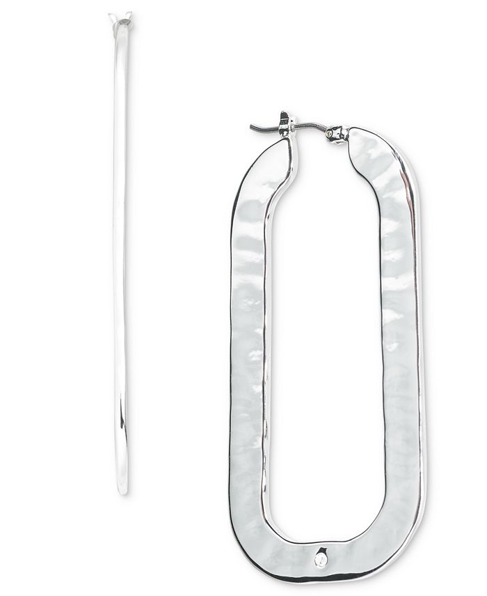 Style & Co Silver-Tone Rounded Rectangle Hoop Earrings, Created for Macy's - Macy's