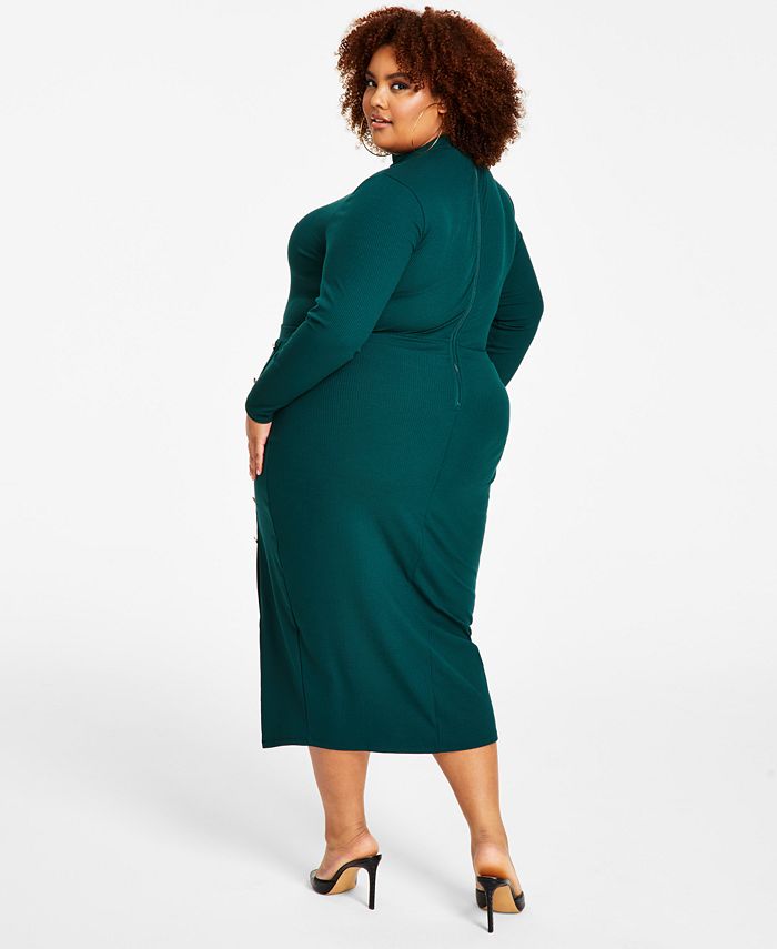 Nina Parker Trendy Plus Size Ribbed Mock Neck Bodycon Dress Macy S