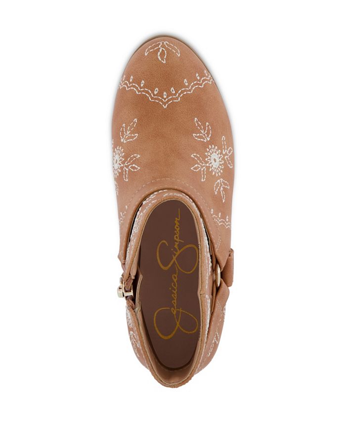 Jessica Simpson Little Girls Layla Embroidered Side Zipper Booties - Macy's
