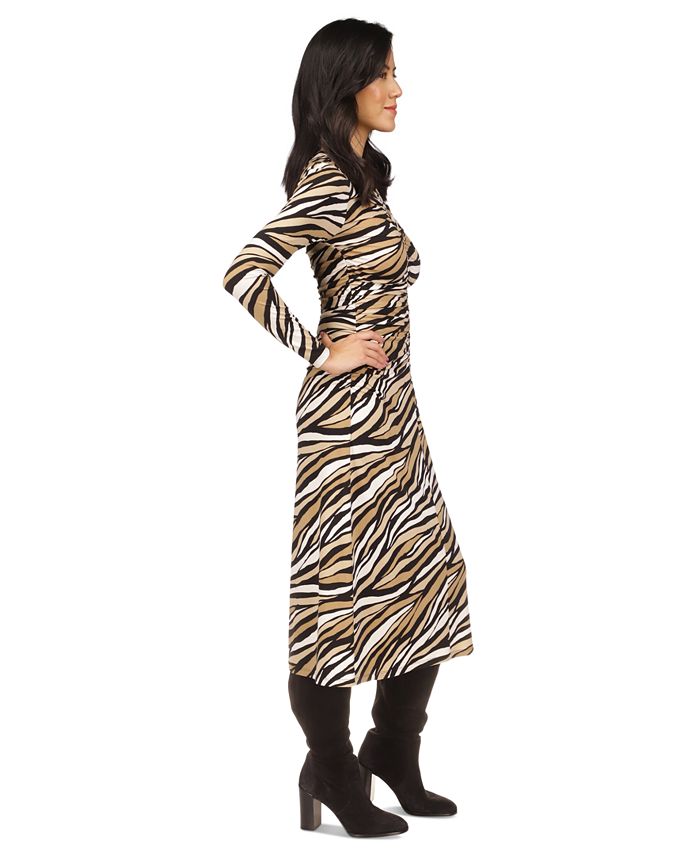 Michael Kors Womens Printed Ruched Midi Dress Macys