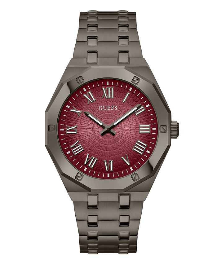 GUESS Men's Analog Gunmetal Stainless Steel Watch 42mm - Macy's