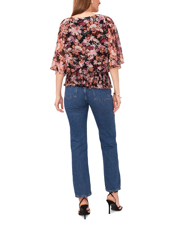 Sam & Jess Women's V-Neck Smocked-Waist Top - Macy's