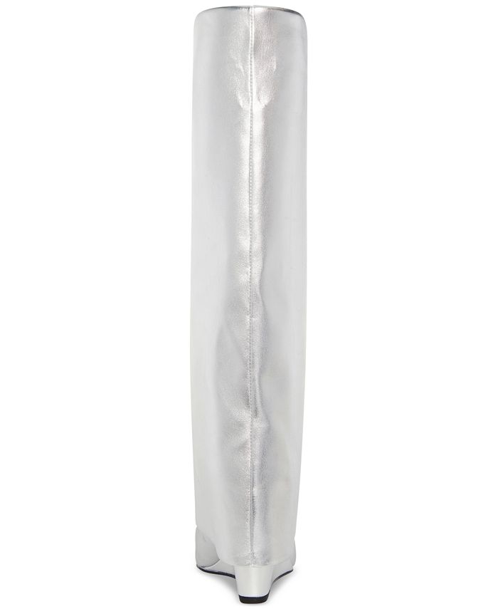 Madden Girl Evander Wide-Calf Fold-Over Cuffed Knee High Wedge Dress ...