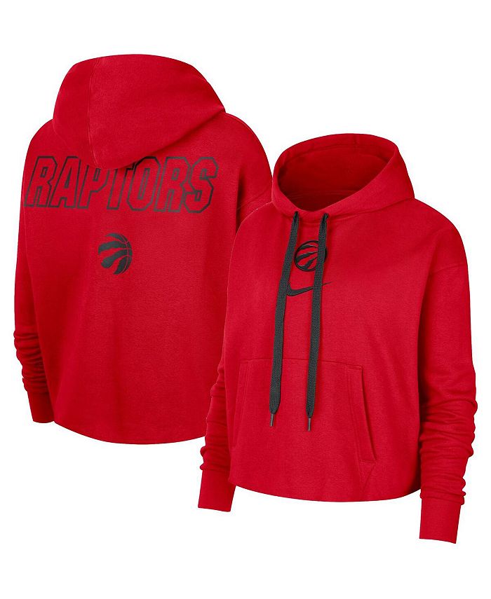 Nike Women's Red Toronto Raptors Courtside Cropped Pullover Hoodie - Macy's
