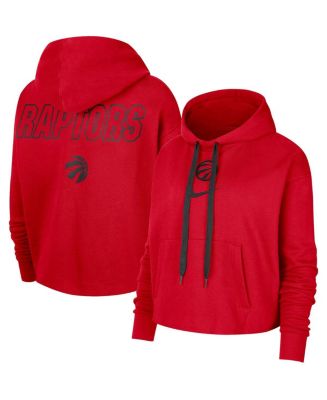 Women's Nike Red Toronto Raptors Courtside Cropped Pullover Hoodie - Macy's