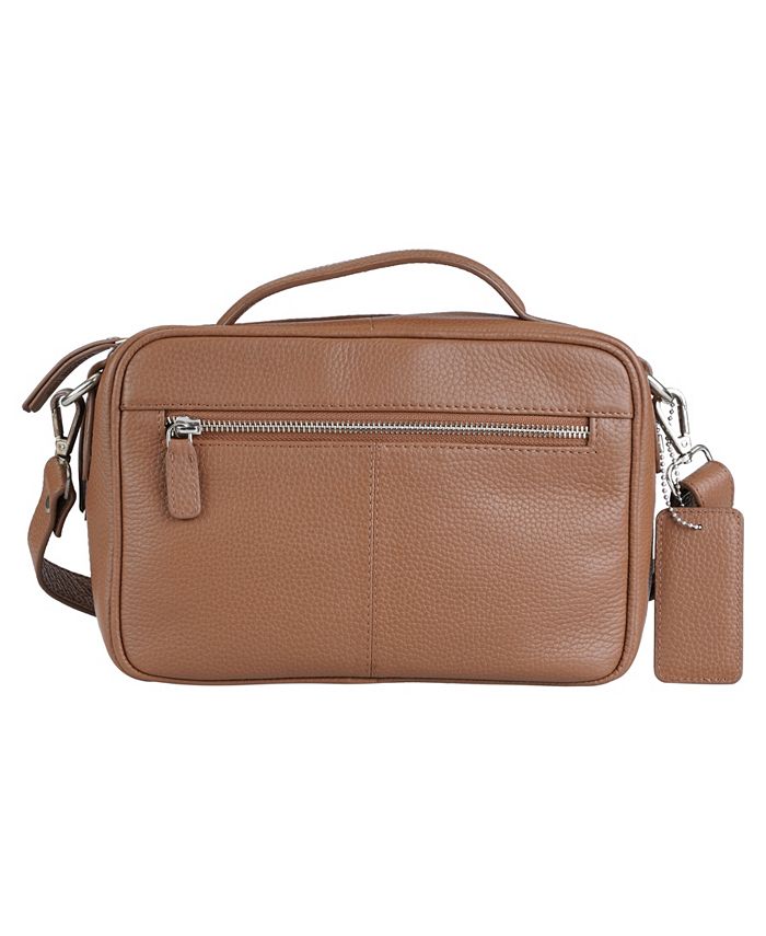 Mancini Pebbled Collection Julianna Leather Crossbody Satchel Bag - Macy's