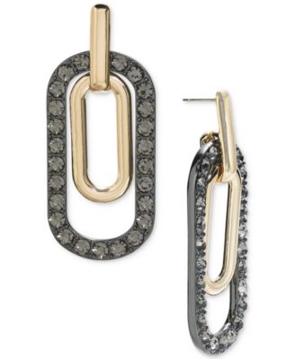 I.N.C. International Concepts Two-Tone Crystal Oval Earrings, Created ...