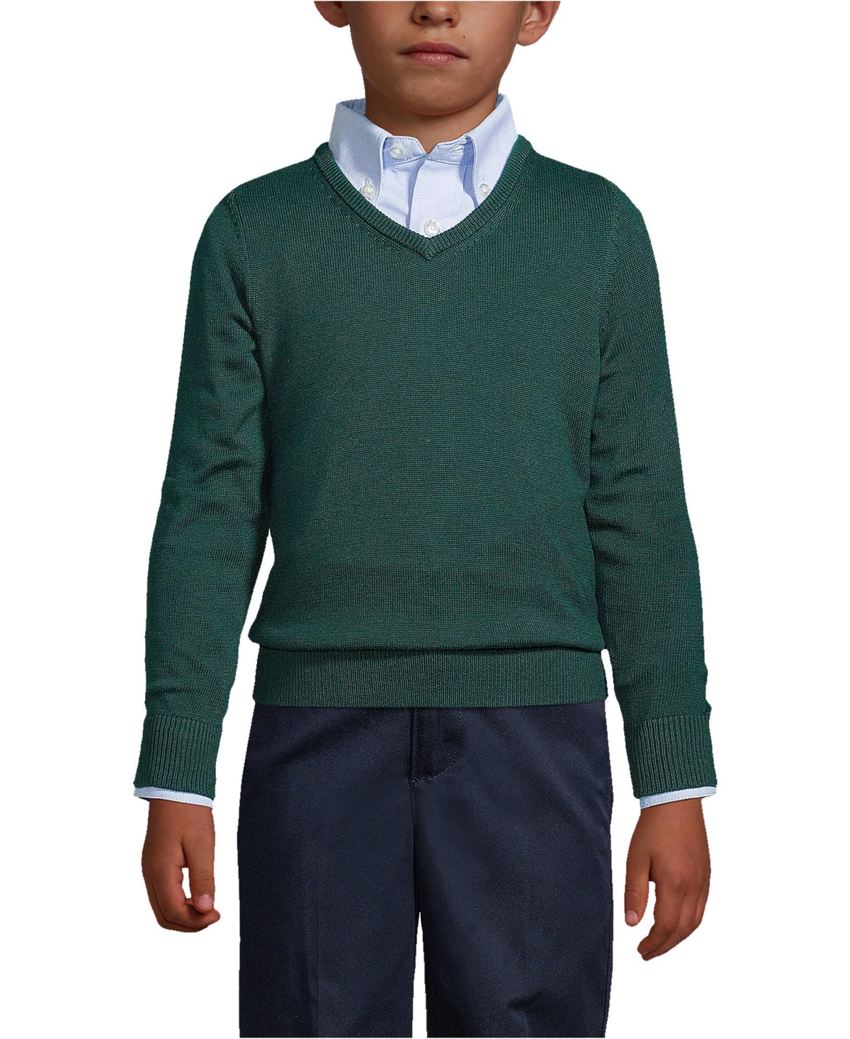 Click here for Lands End Boys School Uniform Cotton Modal Fine Ga... prices