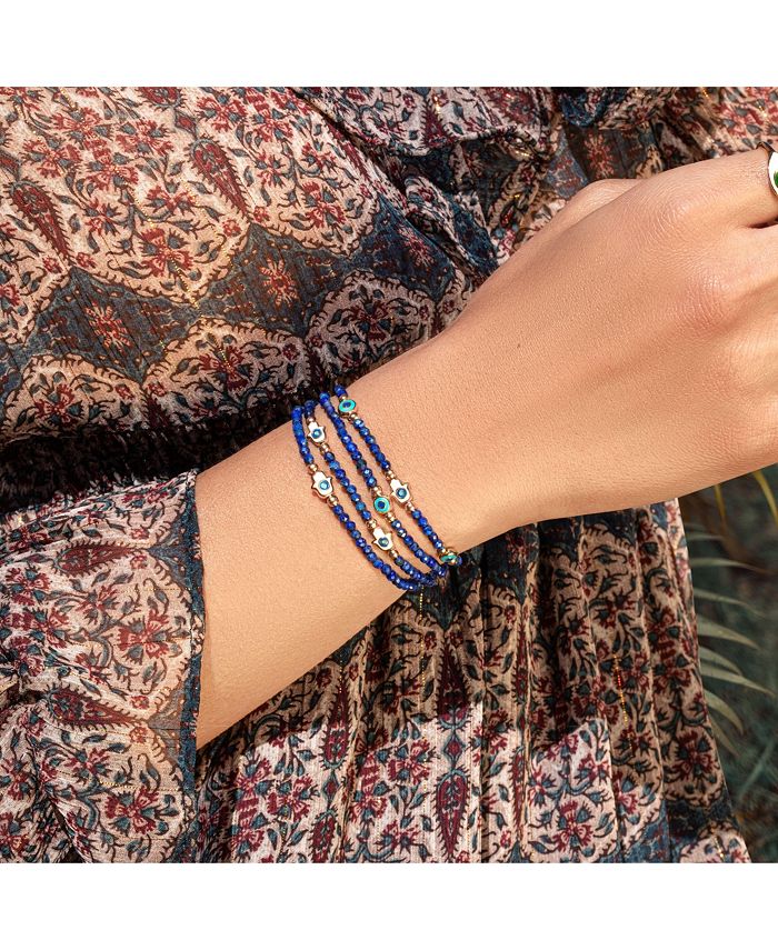 Karma and Luck Wise Belief - Lapis Enamel Evil Eye Hamsa Bracelet - Macy's
