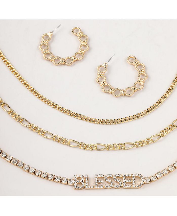 Aaliyah 3Pc Blessed Necklace And Earring Set - Macy's