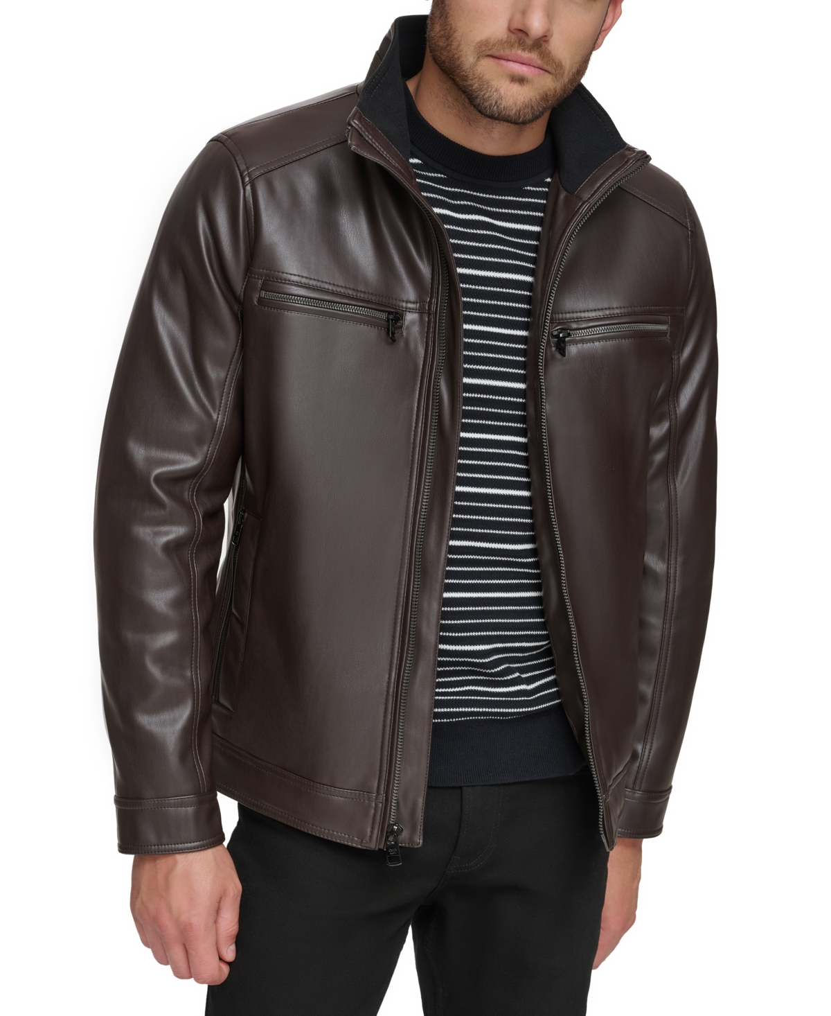 Click here for Calvin Klein Mens Faux Leather Moto Jacket  Create... prices