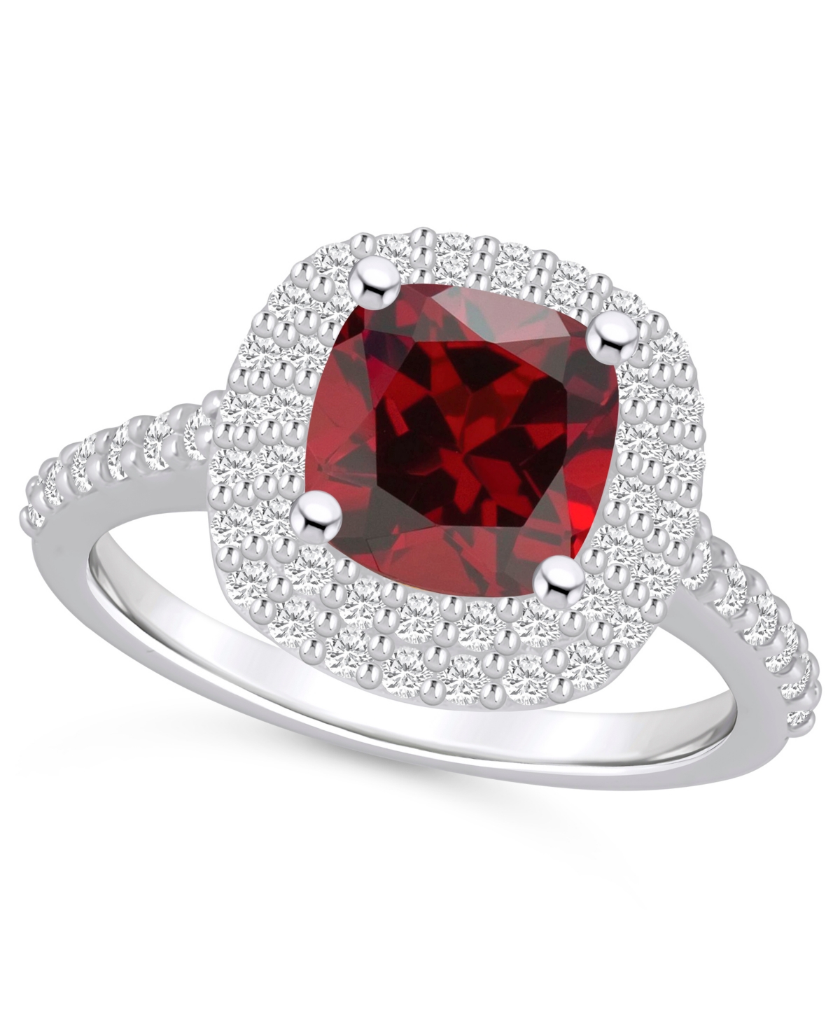 Click here for Macys Garnet and Diamond Accent Halo Ring in 14K W... prices