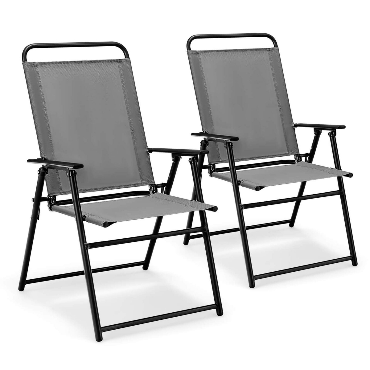 Click here for 2pcs Patio Folding Sling Chairs Dining Armrest Bac... prices