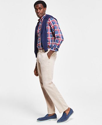 Nautica Men's Classic-Fit Stretch Solid Flat-Front Chino Deck Pants ...