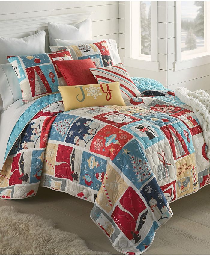 Donna Sharp Retro Christmas 2 Piece Reversible Quilt Set, Twin - Macy's