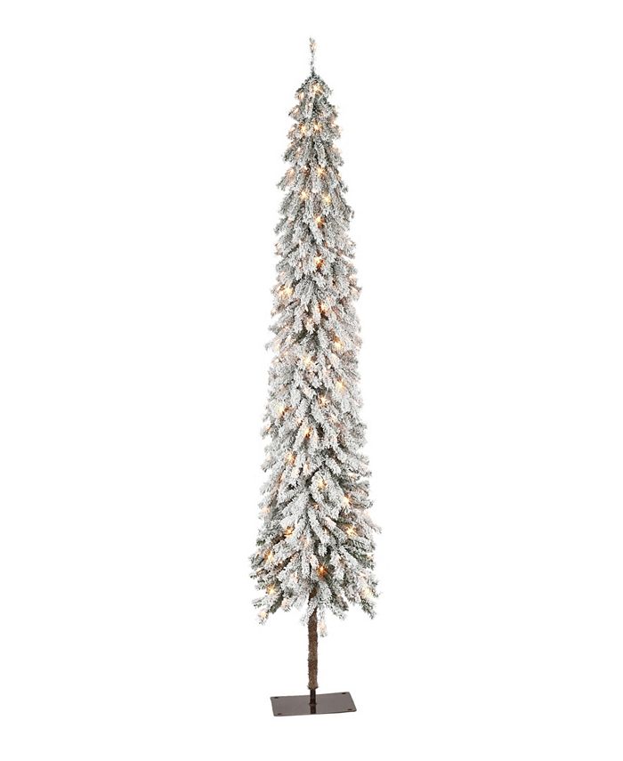 Puleo 6' Pre-Lit Flocked Alpine Artificial Tree - Macy's