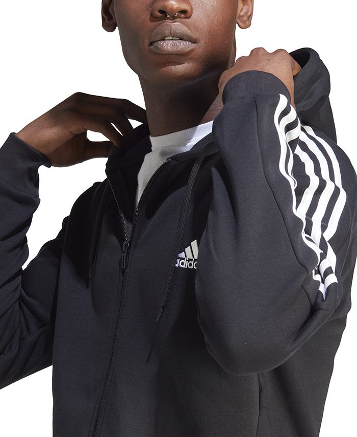 adidas Men's Essentials 3-Stripes Regular-Fit Full-Zip Fleece Hoodie, Regular & Big & Tall - Macy's