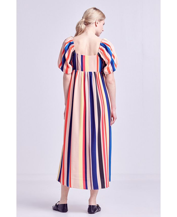 English Factory Women's Multi Color Stripe Maxi Dress - Macy's