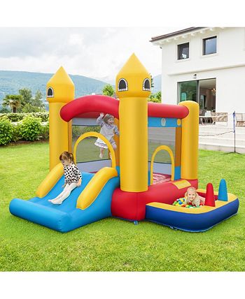 Costway Kids Bouncy Castle with Slide & Ball Pit Pool Ocean Balls ...