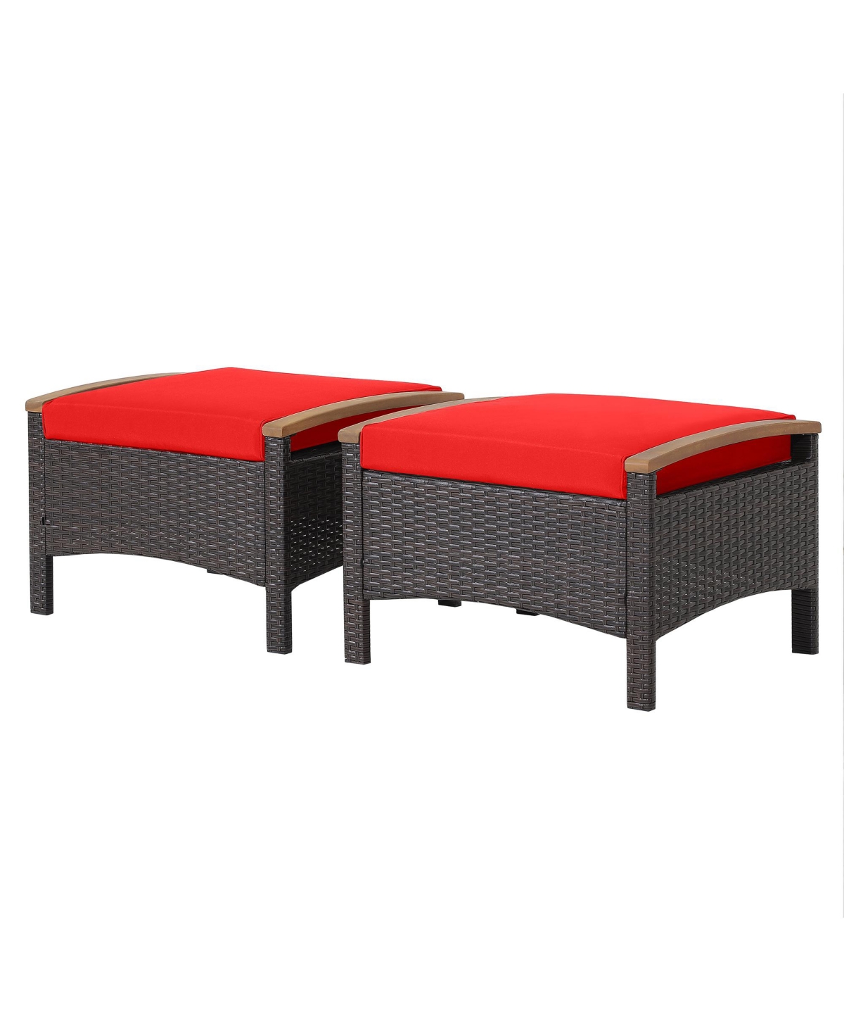 Click here for Set of 2 Patio Rattan Ottoman Footrest Cushions Wo... prices